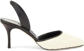 Manolo Blahnik Hohe Schuhe - Casam 70 Raffia Pumps - Gr. 36,5 (EU) - in Beige - für Damen