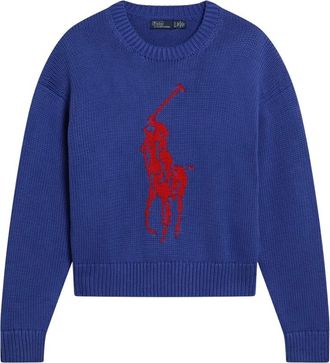 Polo Ralph Lauren Femme, Pulls, Bleu, Taille: 42 FR Big Pony Crewneck Jumper