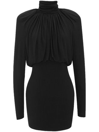 Saint Laurent Drapiertes Minikleid - Schwarz