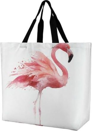 Generic Flamant Roses Aquarelle Sac A Main Femme Grand Tote Bag L&eacute;ger Sac Fourre Tout Pour Travail Shopping Quotidienne