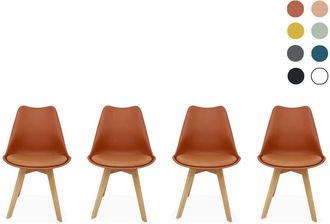 Sweeek Sweeek - Lot de 4 chaises scandinaves. pieds bois de hêtre. chaises 1 place. terracotta