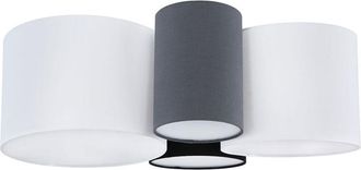 Globo Lighting Deckenlampe Wohnzimmerlampe 4 flammig Deckenleuchte Schlafzimmerleuchte, Textil weiß grau schwarz, 4x E27, LxH 64 x 26 cm