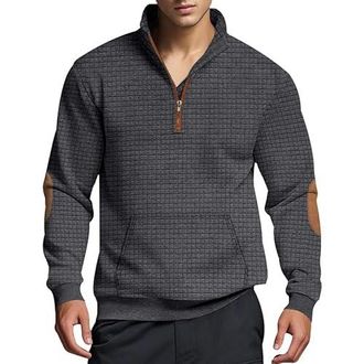 Generic Sweat &agrave; Capuche &agrave; Manches Longues et Fermeture &eacute;clair Quart de Zip pour Homme, Gris fonc&eacute;, Taille XXL