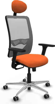 Piqueras y Crespo B&uuml;rostuhl Zulema mit 3D-Armen, h&ouml;henverstellbare Lendenwirbelst&uuml;tze und festes Kopfteil, ausgestattet mit 3 Positionen und Schneidschaum, Grau/Orange