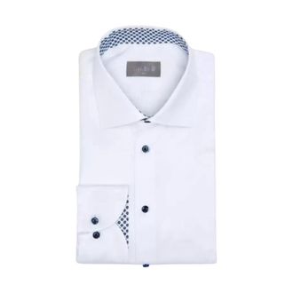 Fakts Homme, Chemises, Blanc, Taille: S 9002 Slim Fit Busy Shirt