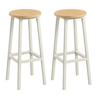 Vasagle Tabourets de Bar, Lot de 2, Chaises, Siège Haut, Cadre Métallique, Montage Facile, Hauteur 74 cm, Repose-Pieds, pour Cuisine, Salon, Salle à Manger, D