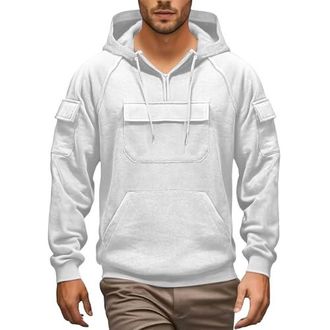 Generic Sweat &agrave; capuche pour homme - Demi-fermeture &eacute;clair - En polaire - D&eacute;contract&eacute; - Manches longues - Coupe droite - Sweat &agrave; capuche ample - Confortable -