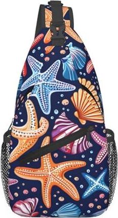 Generic Sacoche Bandouliere Imprim&eacute; coquillage &eacute;toile de mer L&eacute;ger Sac Bandouli&egrave;re Casual Sac &agrave; Dos De Voyage pour &eacute;cole Camping Voyage