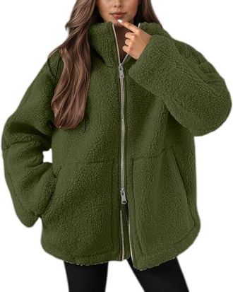 Generic Vestes chaudes pour femmes 2026 - Manteau chaud en m&eacute;lange de grande taille pour &eacute;l&eacute;gant &agrave; manches longues - Style trench - Avec poches - Veste dhiver