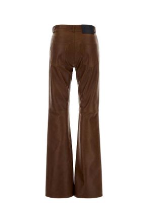 Haikure Womens Chocolate Leather Pant Tan Exterior: Lamb Jean