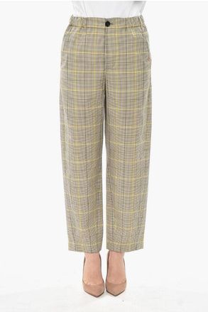 Marni Wool-Blend Cropped Fit Trousers with Checked Pattern size 38