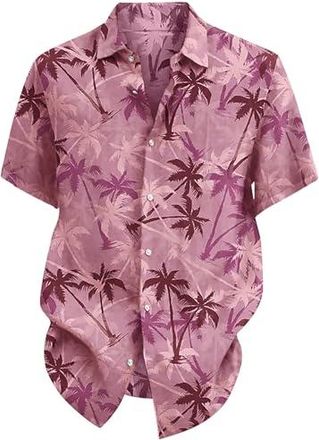 Generic Chemise hawa&iuml;enne &agrave; manches courtes pour homme, imprim&eacute; floral tropical, chemise d&eacute;t&eacute; l&eacute;g&egrave;re et respirante, coupe d&eacute;contract&eacute;e, col rabattable, chemis