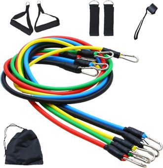 Generico Elastische &Uuml;bungsb&auml;nder, Gewichtsb&auml;nder, Fitnessger&auml;te f&uuml;r zu Hause, 11 St&uuml;ck, schwere &Uuml;bungsb&auml;nder mit Griffen, Training im Fitnessstudio zu Hause, f