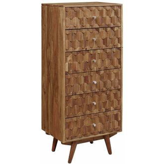 Massivmoebel24 Kommode Akazie 53x42x125 natur lackiert mosayk 108