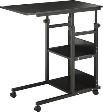 HOMCOM Table de lit/fauteuil - table roulante - hauteur réglable - 2 étagères intégrées - panneaux particules E1 métal noir