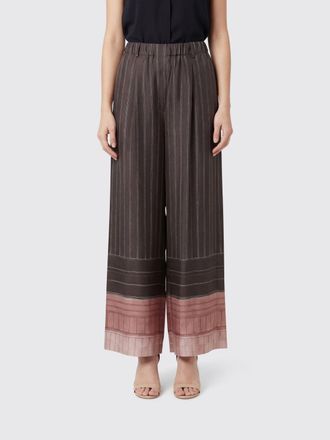Alysi Pantalon palazzo en soie &agrave; rayures