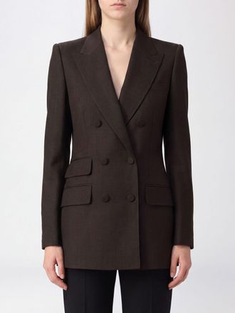 Tom Ford Zweireihiger Blazer aus reiner Wolle mit fallendem Revers und Schulterpolstern