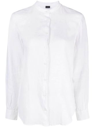Fay chemise en lin &agrave; manches longues - Blanc