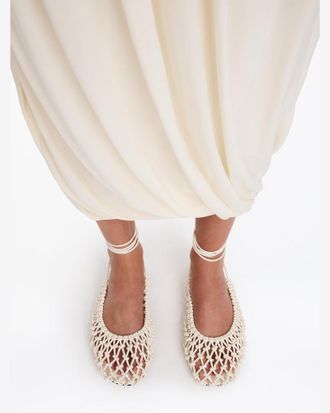 Arket Slingpumps Aus Gewebtem Leder -Wei&szlig;