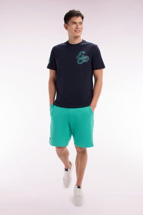 Eden Park Short En Molleton Coton Vert Coupe D&eacute;contract&eacute;e