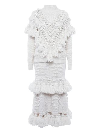Zimmermann ensemble jupe &agrave; franges - Blanc