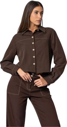 Kocca Femme, Blouses et Chemises, Brun, Taille: 44 FR Chemise &agrave; rayures simples &agrave; manches longues