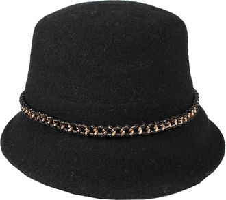 Loevenich Glockenhut aus Wollmischung | Damen | OneSize | Stilvoller Kopfschmuck mit Kettenbandbesatz Black