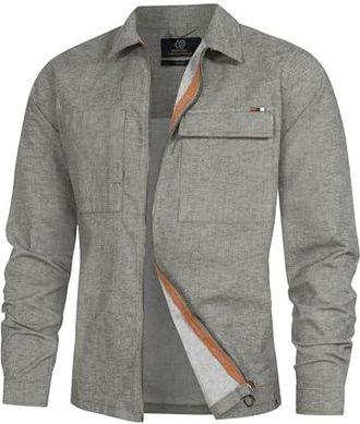 Indicode INEuron Chemise à manches longues pour homme avec deux poches poitrine et fermeture éclair | Veste pour homme, army, XL
