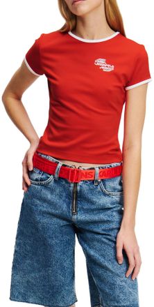 Karl Lagerfeld Karl Lagerfeld Jeans Cap Sleeve Top, Women, Red, Top