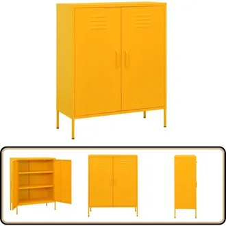 vidaXL Armoire de rangement Jaune moutarde 80x35x101,5 cm Acier - Meuble De Rangement - Armoire De Rangement - Armoire Laterale - Buffet - Meuble Jaune