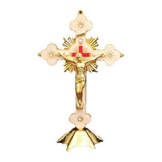 Generic Metallkreuz Stehendes Kruzifix Kreuze Dekoration Vintage Christliche Kirche Home Regal Tischplatte Ornamente Stehendes Kreuz F&uuml;r Kirche