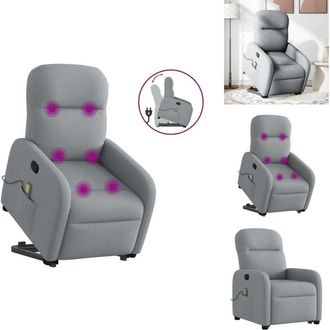 vidaXL Massagesessel mit Aufstehhilfe Hellgrau Stoff - Massagesessel Mit Aufstehhilfe - Massagesessel - Relaxsessel - Sessel