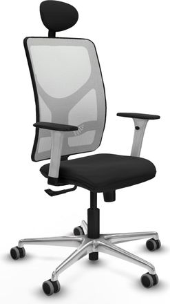 Piqueras y Crespo Gepolsterter Stuhl, schwarz, mit wei&szlig;en und schwarzen Armlehnen, h&ouml;henverstellbare Lendenwirbelst&uuml;tze und festes Kopfteil, ausgestattet mit 3 Position