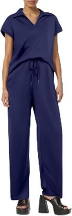 Generic 2026 Ensemble deux pi&egrave;ces pour femme haut maille manches courtes et pantalon large avec cordon de serrage confortable &eacute;l&eacute;gant