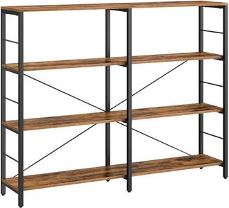 Vasagle Biblioth&egrave;que 4 Niveaux, &Eacute;tag&egrave;re de Rangement, Meuble, 30 x 120 x 109,4 cm, Style Industriel, pour Salon, Bureau, Balcon, Cuisine, Marron Rustique et N