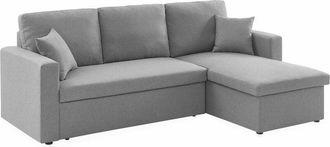 Sweeek Sweeek - Canapé dangle convertible en tissu - ida - 3 places. fauteuil dangle réversible coffre rangement lit modulable Polyester Gris clair