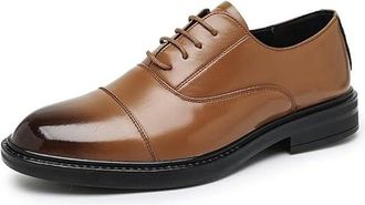 Generic Chaussures Oxford for Hommes, à Lacets, Bout Rond Bruni, Cuir végétalien, Bout Droit, Semelle en Caoutchouc, résistantes, antidérapantes, Mariage(Marr