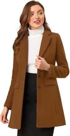 Allegra K Manteau à Fermeture boutonnée à Revers pour Femmes Costume dHalloween Marron foncé XL