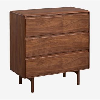 Sklum Kommode mit 3 Schubladen 80x40 cm aus Treveris-Holz Braun Walnuss