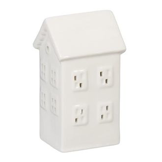 Relaxdays Teelichthaus Keramik, Leuchthäuschen für 1 Teelicht, H x B x T: 12 x 6 x 5,5 cm, Teelichthalter Haus, weiß