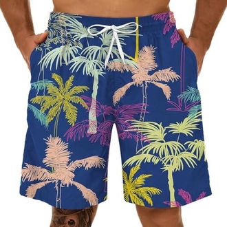 Generic Short de bain pour homme avec imprim&eacute; - Short de plage confortable pour la natation, le surf, les activit&eacute;s de plein air, bleu, XXL