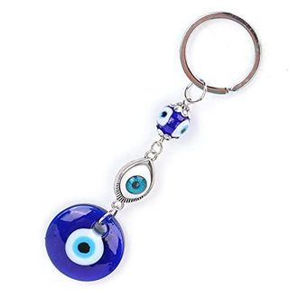 Dioche Porte-cl&eacute;s oeil Bleu Turc Mauvais oeil - Ornement Exquis en Alliage et Perles de Verre pour D&eacute;coration de Sac, Cadeau Amulette Porte-bonheur - 12 X 3 