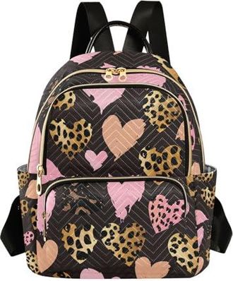 Mnsruu Mini sac à dos pour femme, motif léopard, rose, coeur, petit sac à dos tendance pour femme, sac à dos décontracté, Multi515, M
