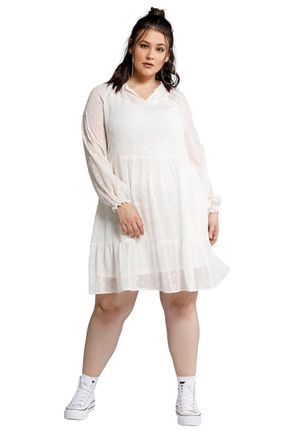 STUDIO UNTOLD Damen Chiffon-Punktekleid Kleid, wei&szlig;, 42+