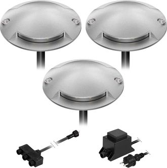LEDs Com LED Boden-Aufbau-Leuchte Bunda, 2-flammig, für außen, befahrbar, kalt-weiß, 3er Set