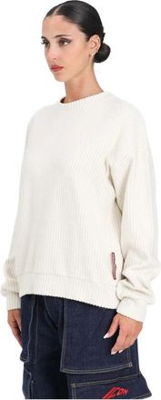 Dsquared2 Femme, Pulls, Blanc, Taille: 36 FR Pull en Velours Côtelé Crème Automne Hiver