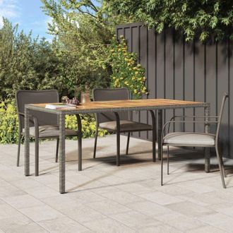 vidaXL Vidaxl - Table de jardin 190x90x75 cm R&eacute;sine tress&eacute;e/bois dacacia Gris