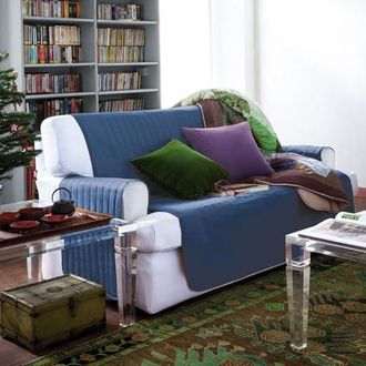 Caleffi Sofabezug für 2-Sitzer mit Armlehnen, gepolstert, gesteppt aus Mikrofaser und hypoallergenem Polyester, für Sitzsofas 120 cm, weich, leicht, Sofaüberw