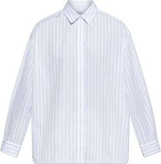 Maison Kitsun&eacute; Femme, Blouses et Chemises, Blanc, Taille: 36 FR Chemise Boyfriend Ray&eacute;e