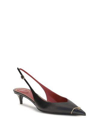 Valentino Garavani Womens Vlogo Signature Kitten-Heel Slingback Pumps Nero High Heel Shoes